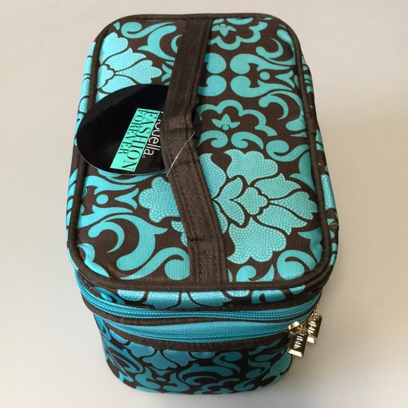 Modella | Bags | Modella Teal Brown Brocade Cosmetic Train Case | Poshmark